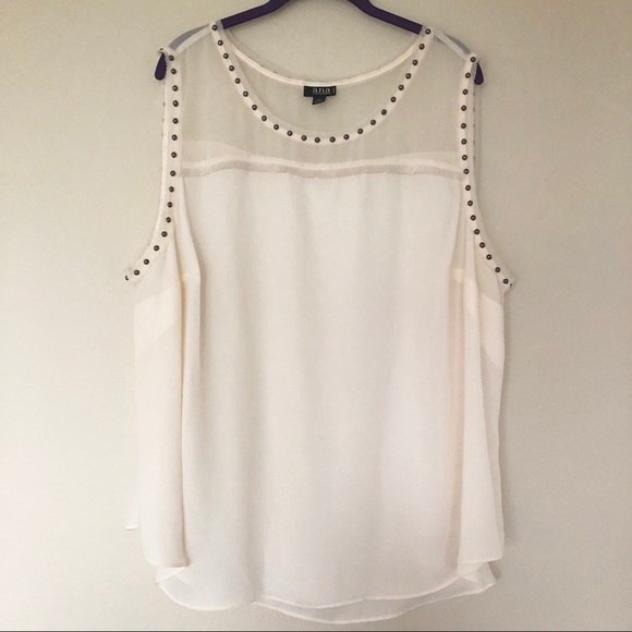 a.n.a | Tops | Ana Grommet Studded Ivory Chiffon Tank Top | Poshmark